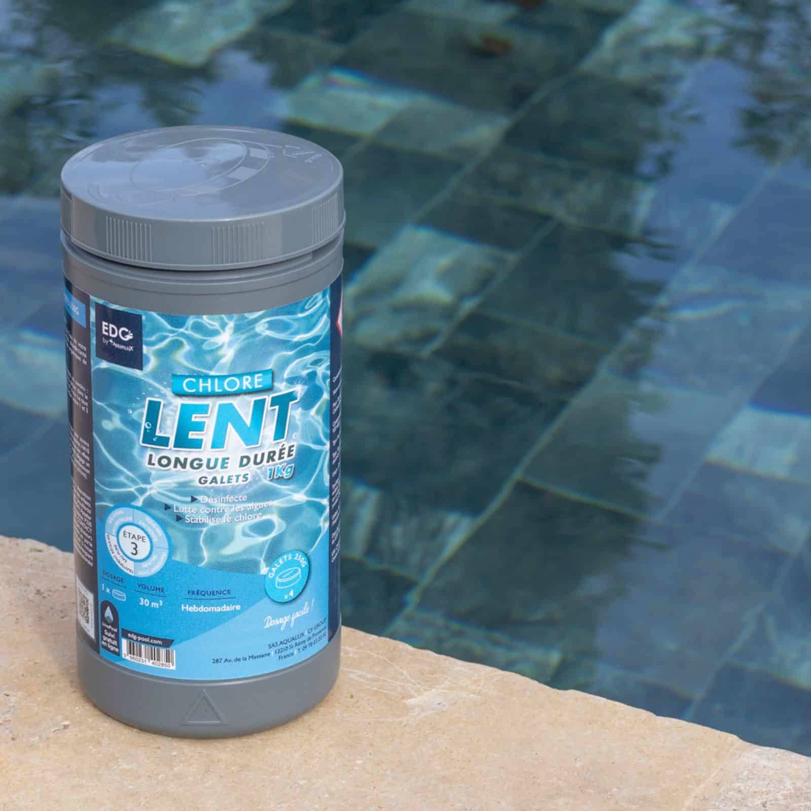 Chlore Lent Piscine - Galets 250 G - Boite 1 kg - Chlore Permanent ...