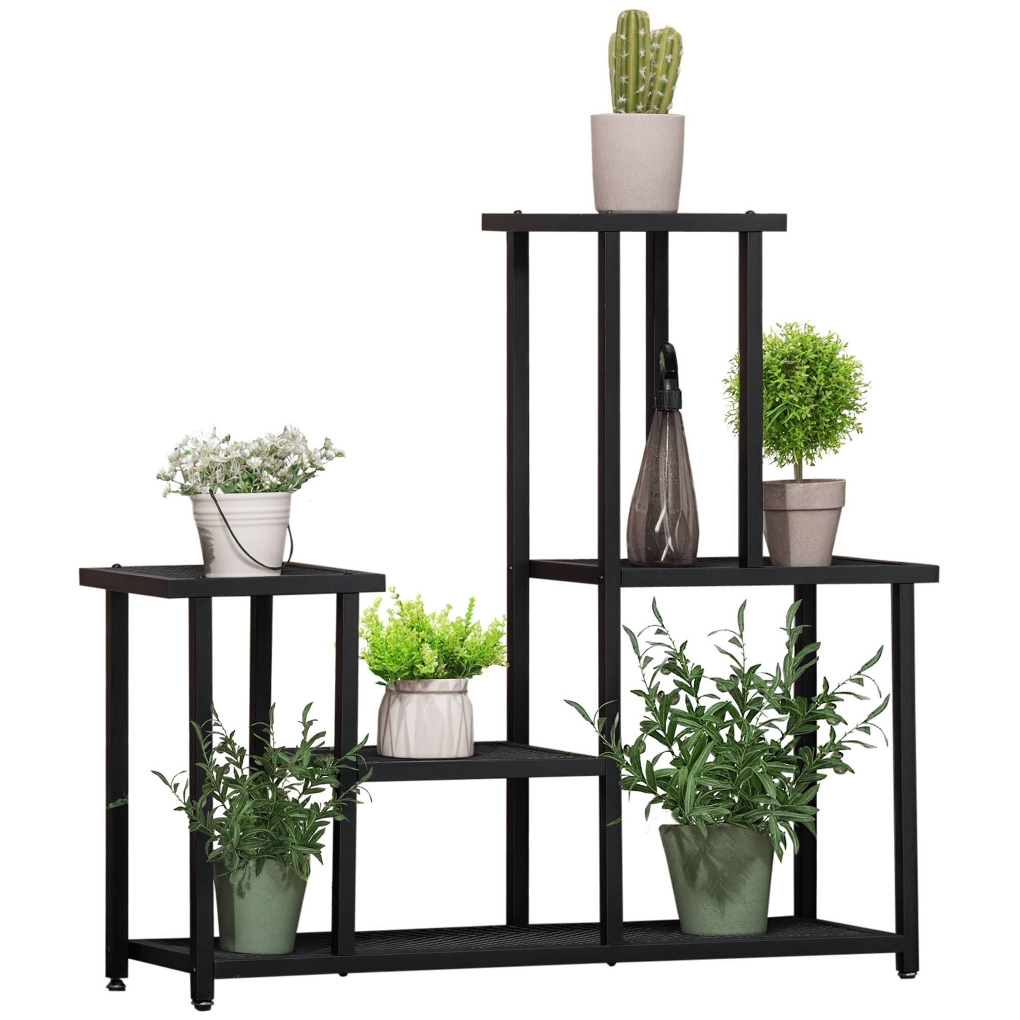 Support plantes 4 niveaux métal laqué intérieur extérieur angle ...