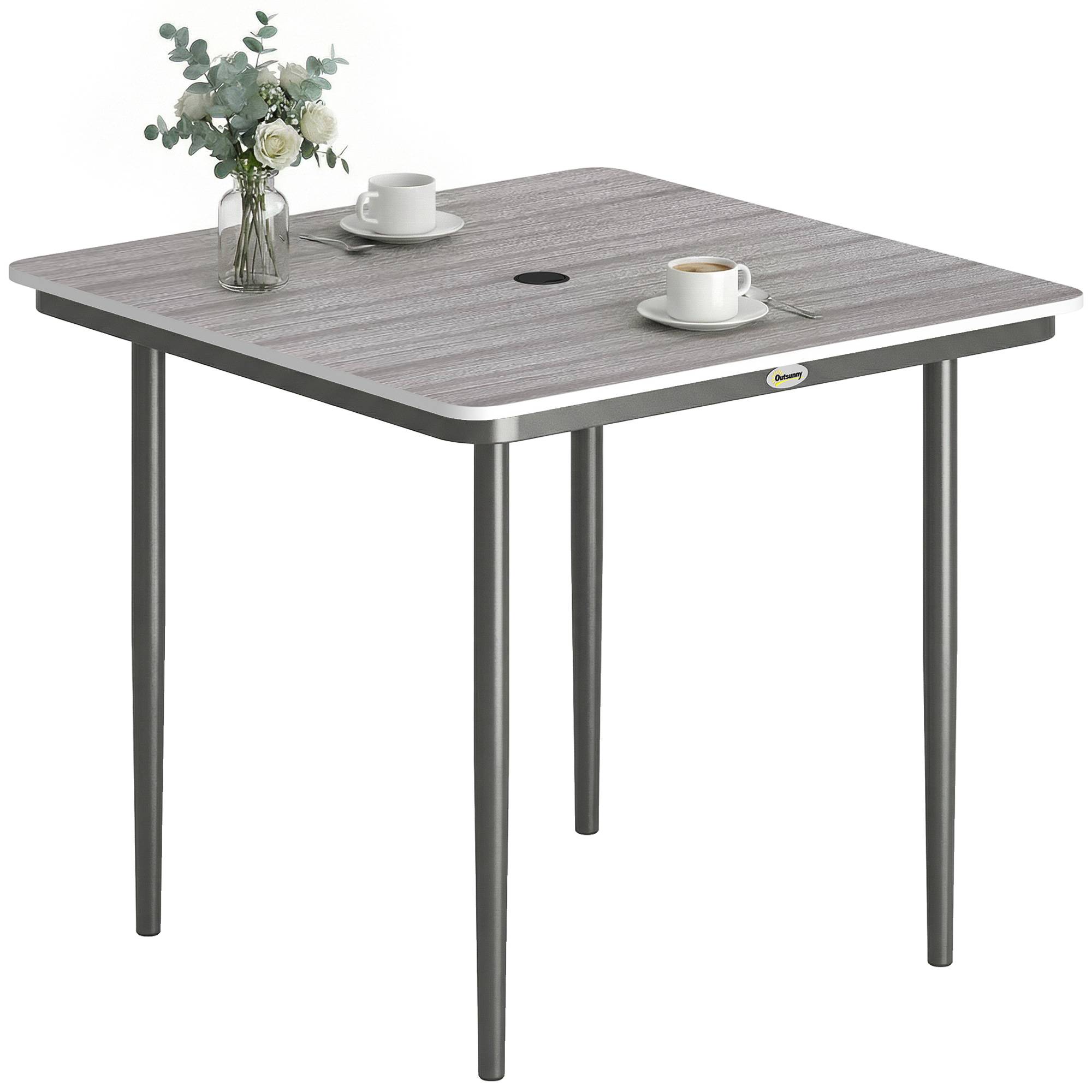 Table de jardin composite et métal gris 85 x 85 x 72.5 cm - PANGIVO ...