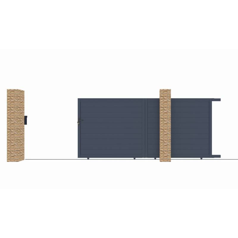 Portail coulissant aluminium anthracite 350x158 cm X-Metal Garde avec ...
