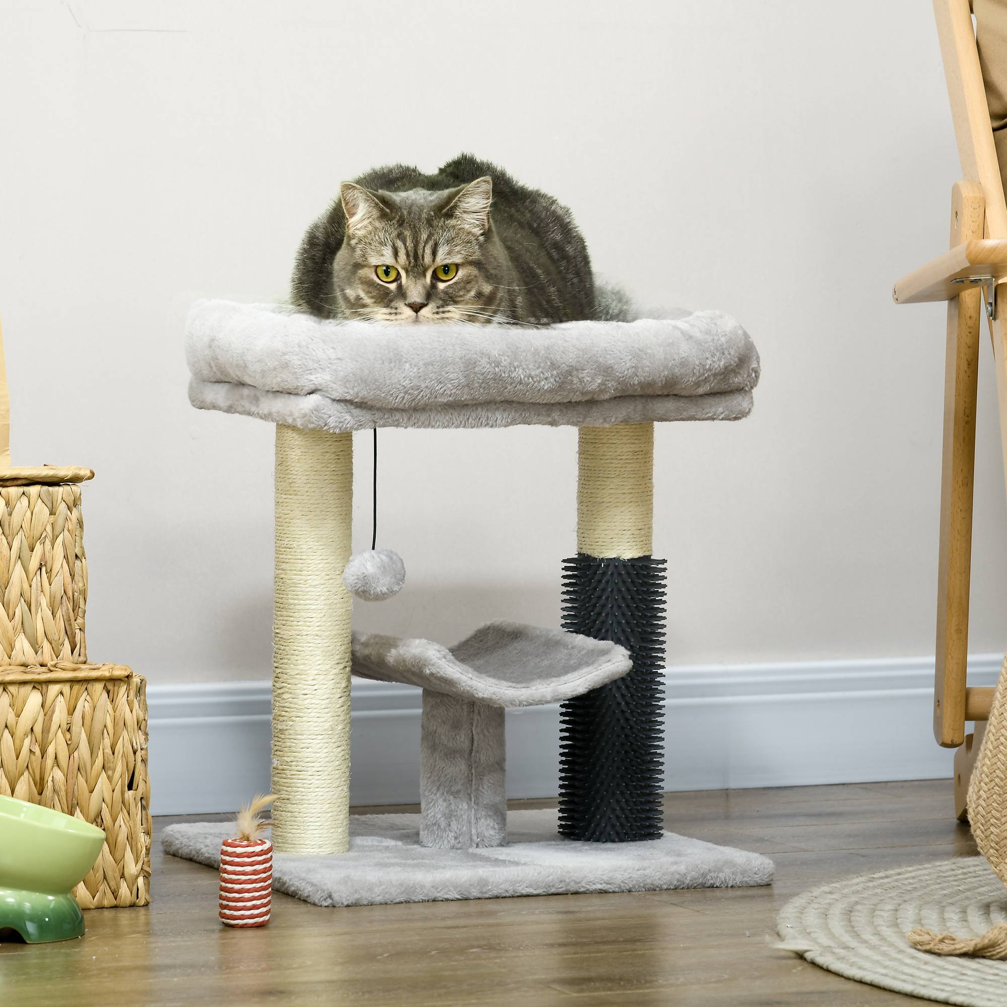 Arbre à chat avec couchage, perchoir, griffoir en sisal et système ...