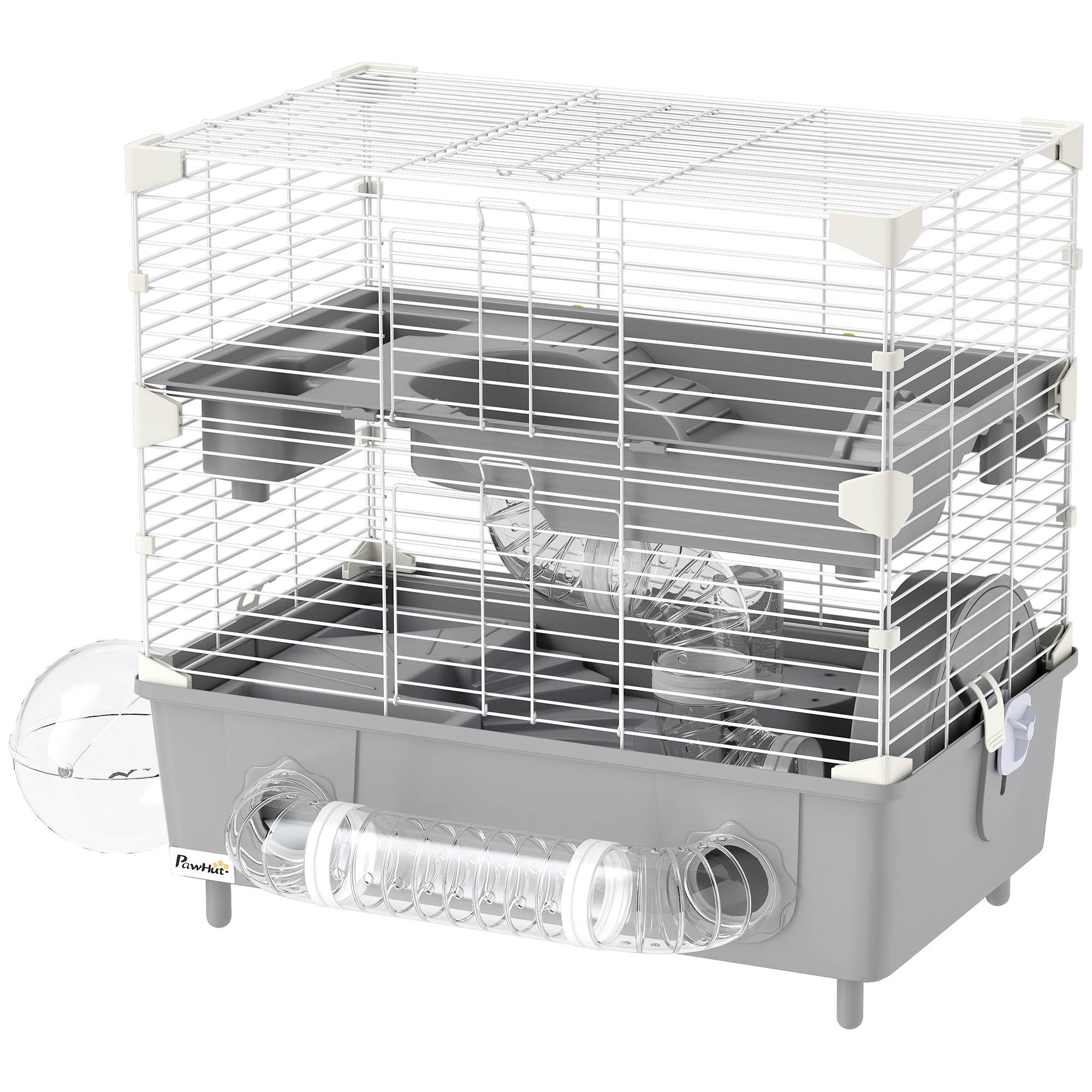 Cage pour hamster métal et plastique gris 44.5 x 28 x 44 cm - PANGIVO ...