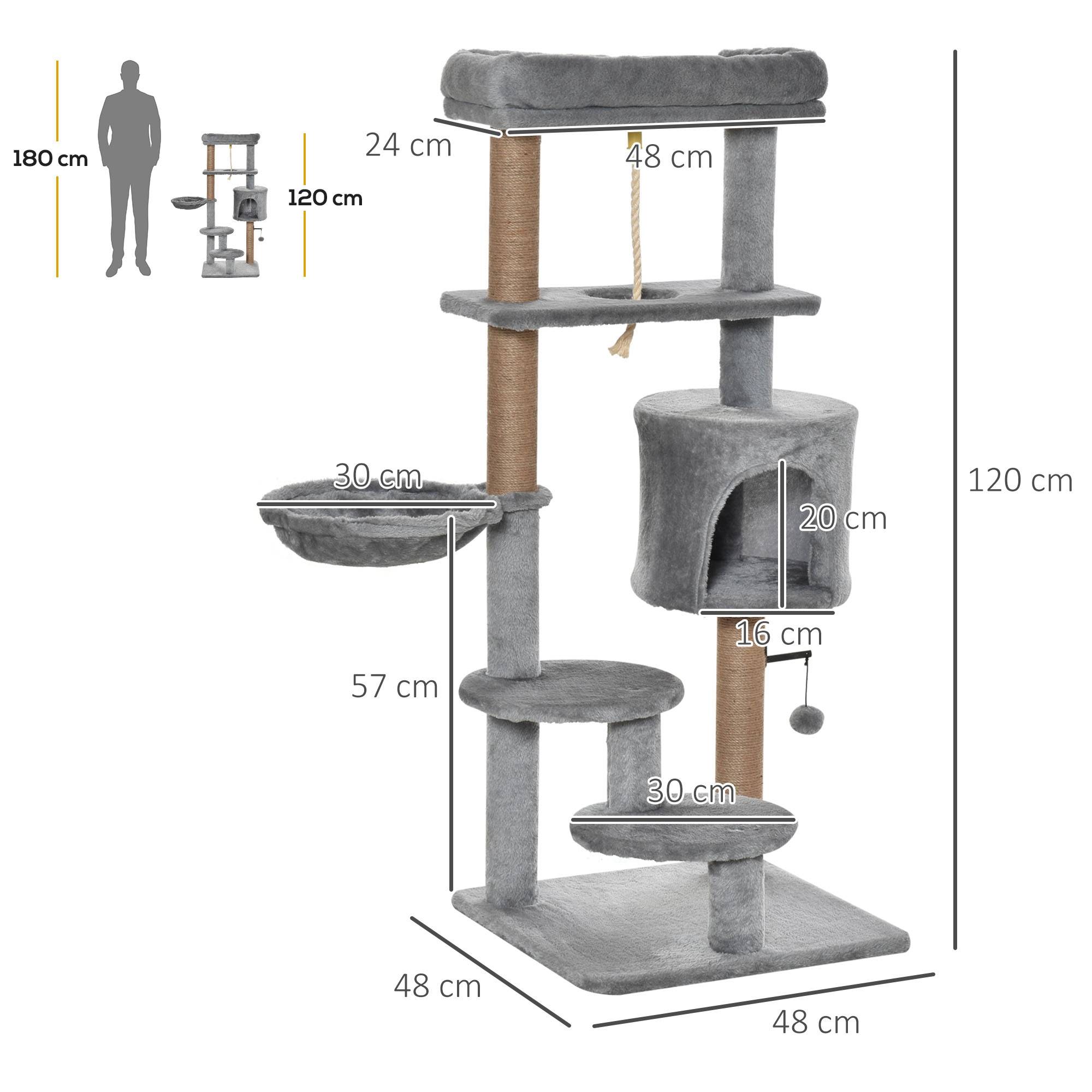 Arbre à chat à griffer, hauteur 120 cm, tour à chat avec plateformes ...
