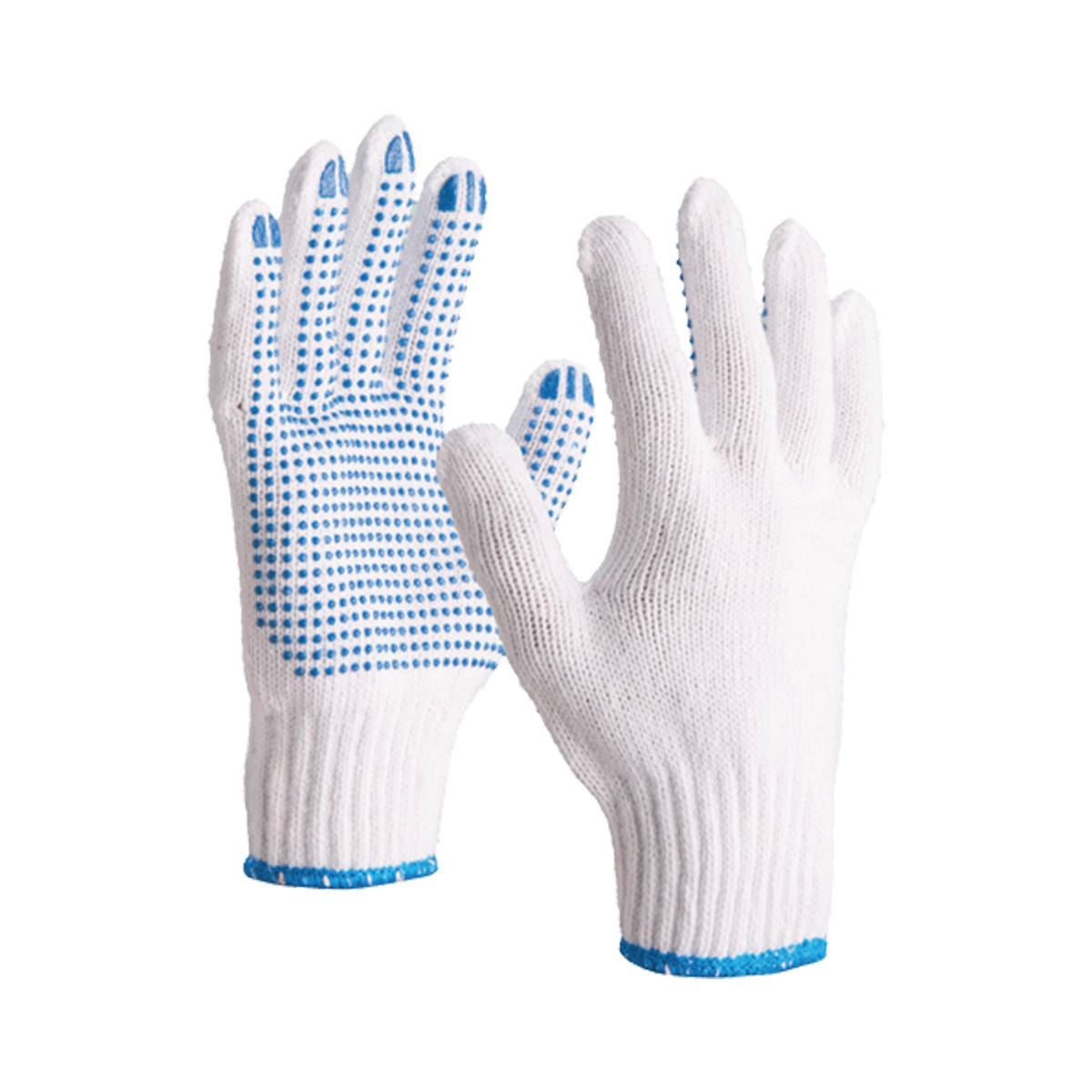 Gants tricoté en polycoton picots PVC TP169 blanc/bleu T9 - DELTA PLUS ...
