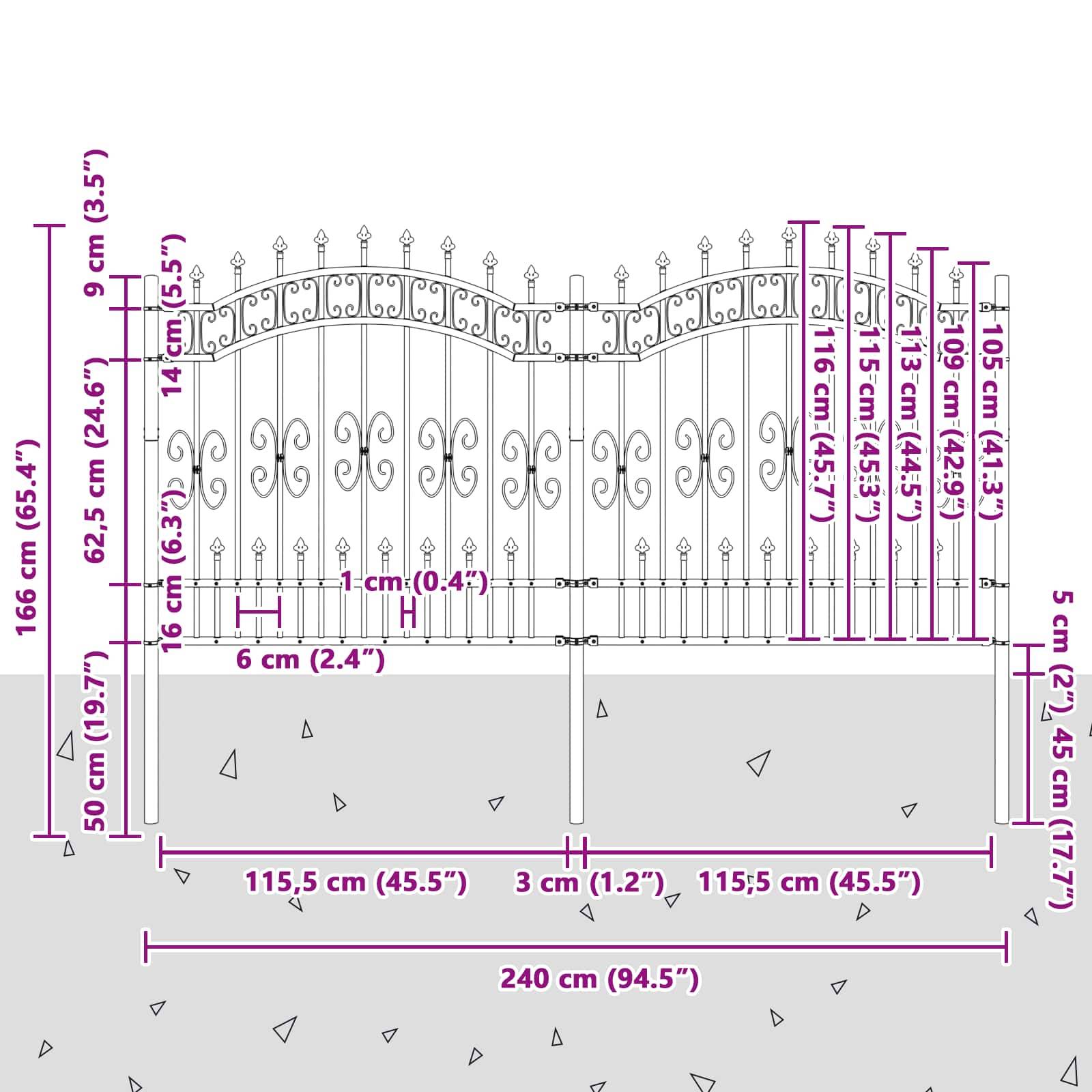 Clôture de jardin acier gris 240 x 166 cm - PANGIVO - Gamm vert