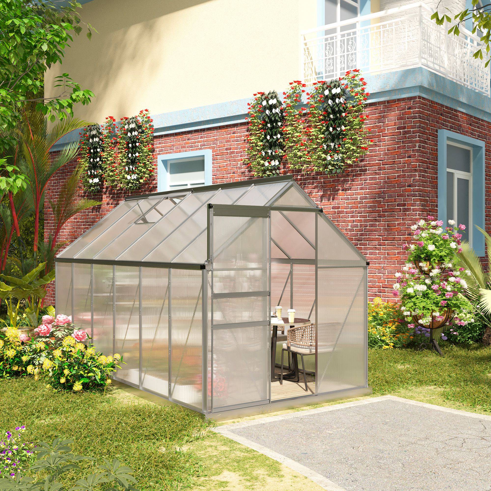 Serre de jardin en polycarbonate et aluminium argent et transparent 190 ...