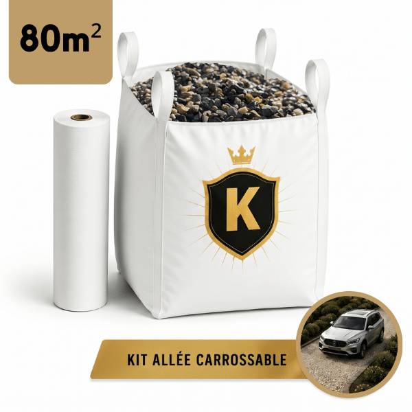 Kit allée carrossable Gravier Gris mixte 6/10 - 80 m² - Gamm vert