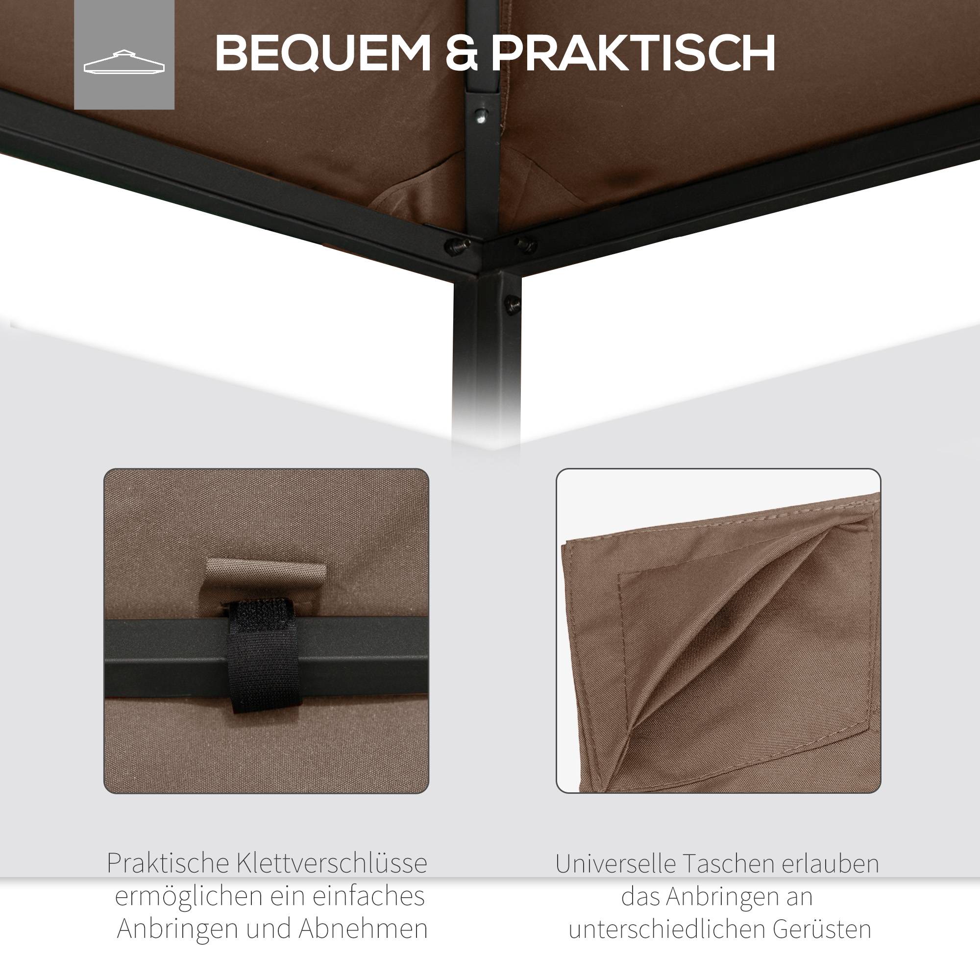 Toile de Rechange Tonnelle Polyester 180g Jardin Anti-UV 3x3m Café ...