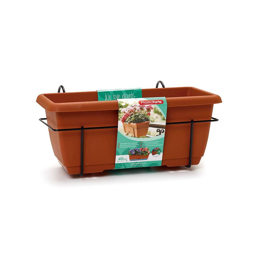 Jardinière imitation terre cuite avec plateau et support 40 cm - Gamm vert