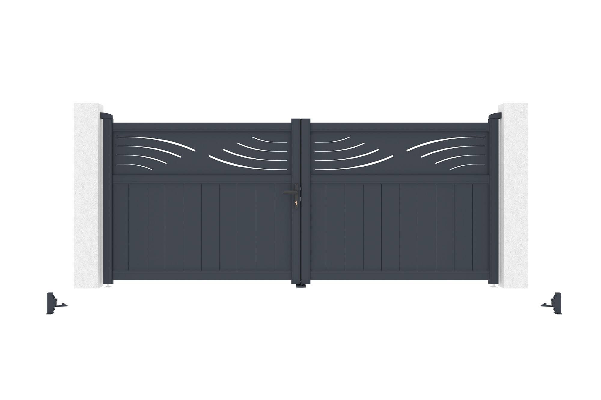Casanoov Portail battant 3,4 m HALTI H.140 aluminium gris - Gamm vert