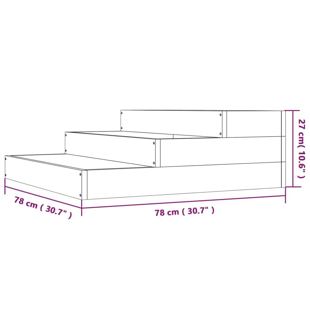Jardinière carrée 3 niveaux 78x78 cm pour terrasse pin massif Noir ...