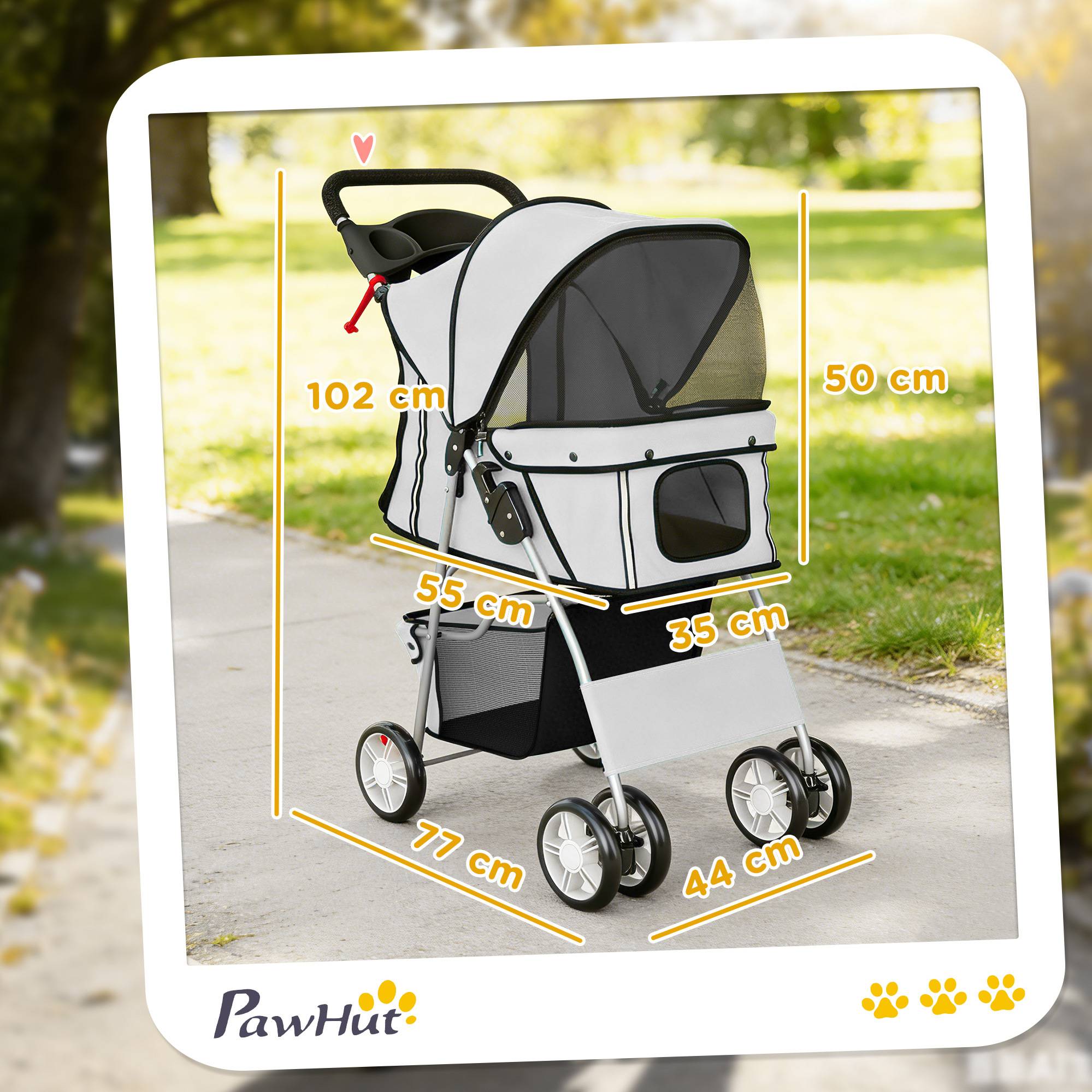 Poussette pliable animaux acier promenades maille panoramique panier ...