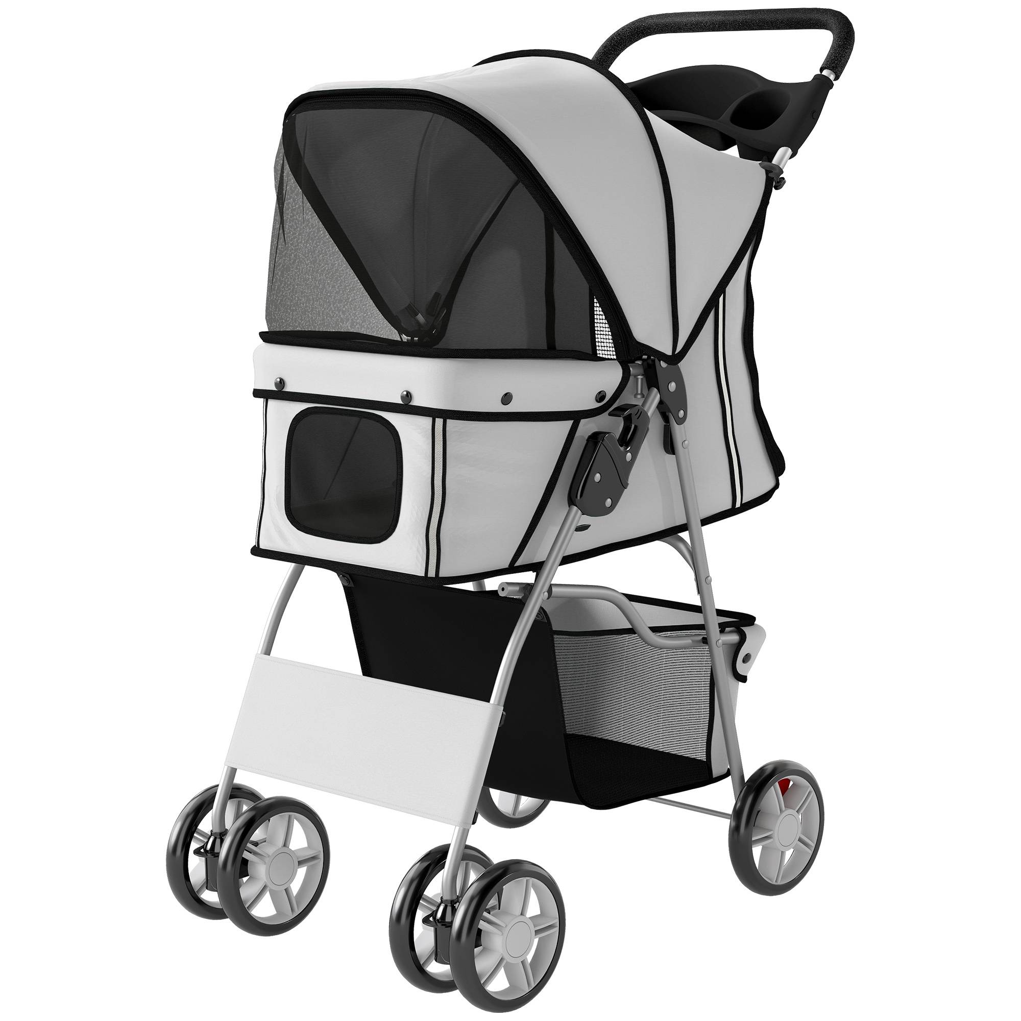 Poussette pliable animaux acier promenades maille panoramique panier ...
