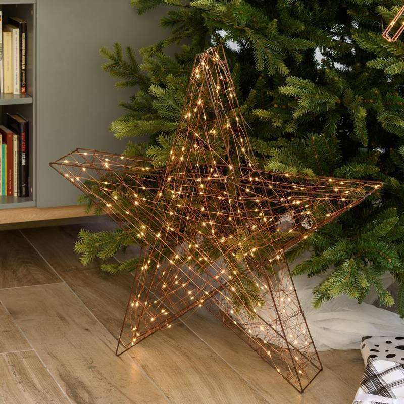 Etoile lumineuse géante 80CM Métallique Marron 240 Micro LED BLANC ...