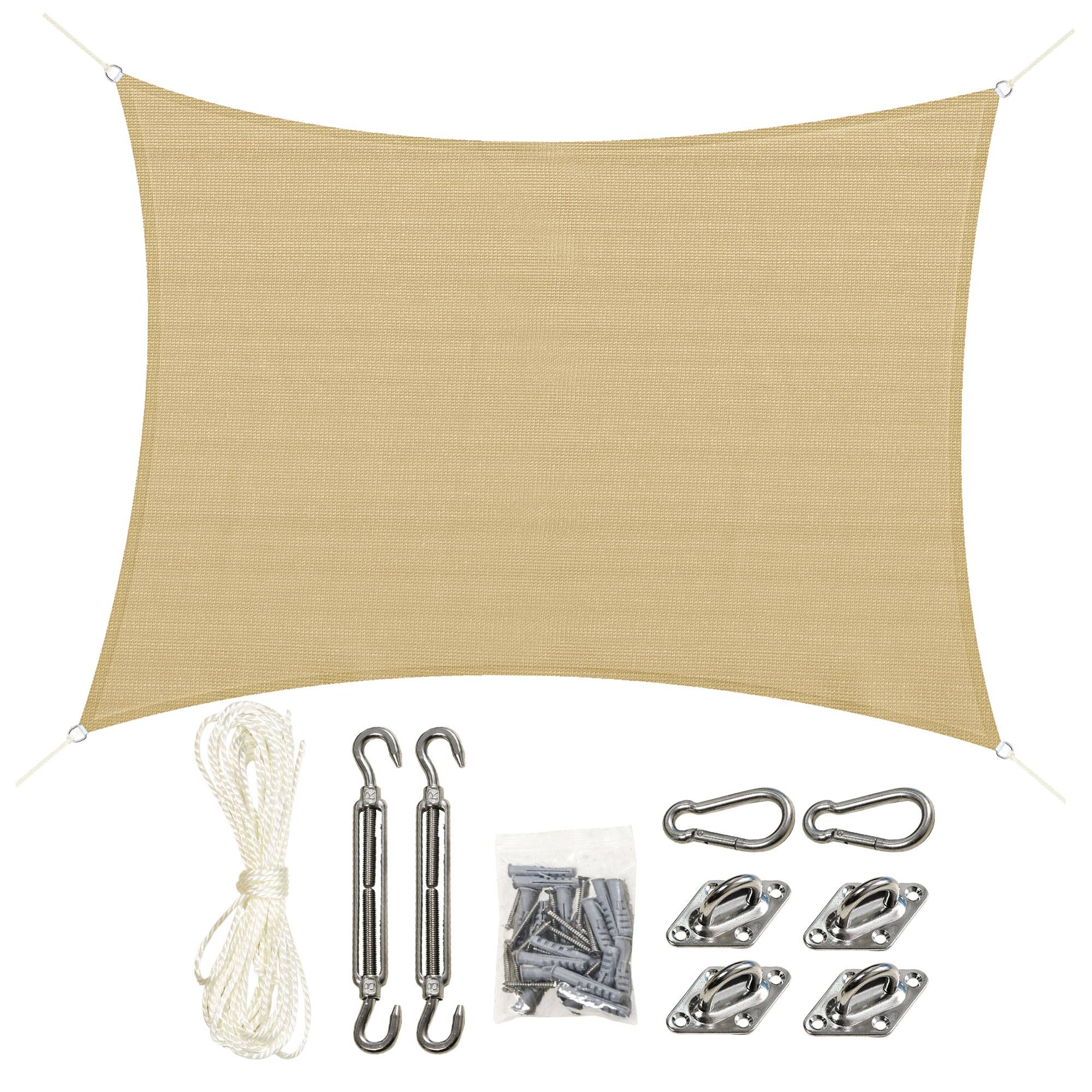 Voile d'ombrage rectangulaire polyéthylène beige 400 x 300 x 1 cm ...