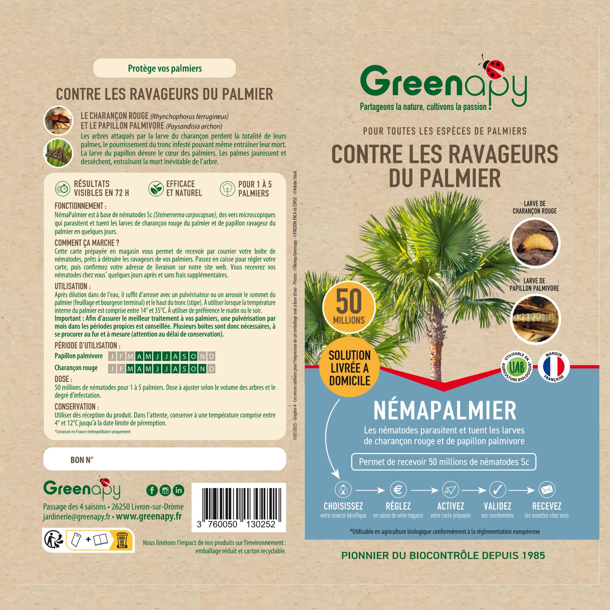 Prépayé nématodes pour la protection des palmiers Sc 50M - Biotop ...