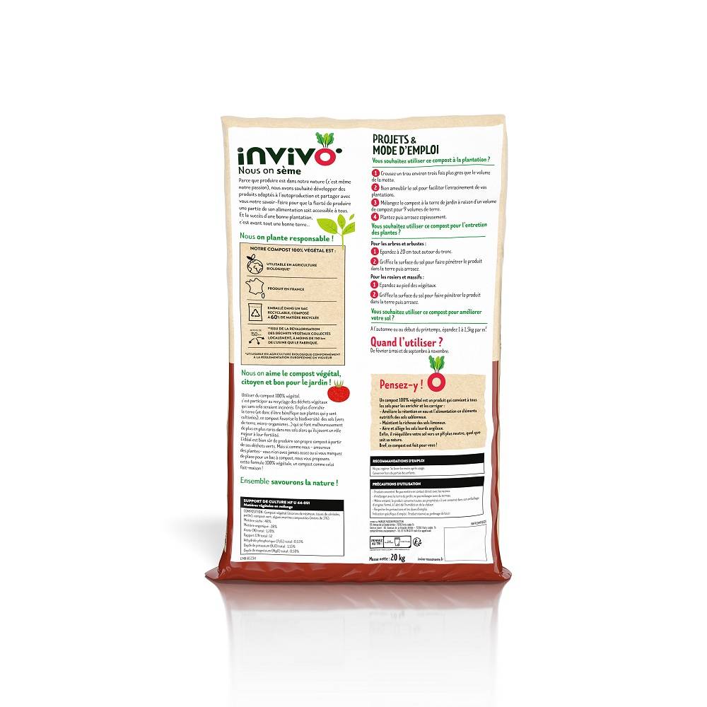 Compost 100% végétal Invivo Nous on Sème 20 kg - Gamm vert