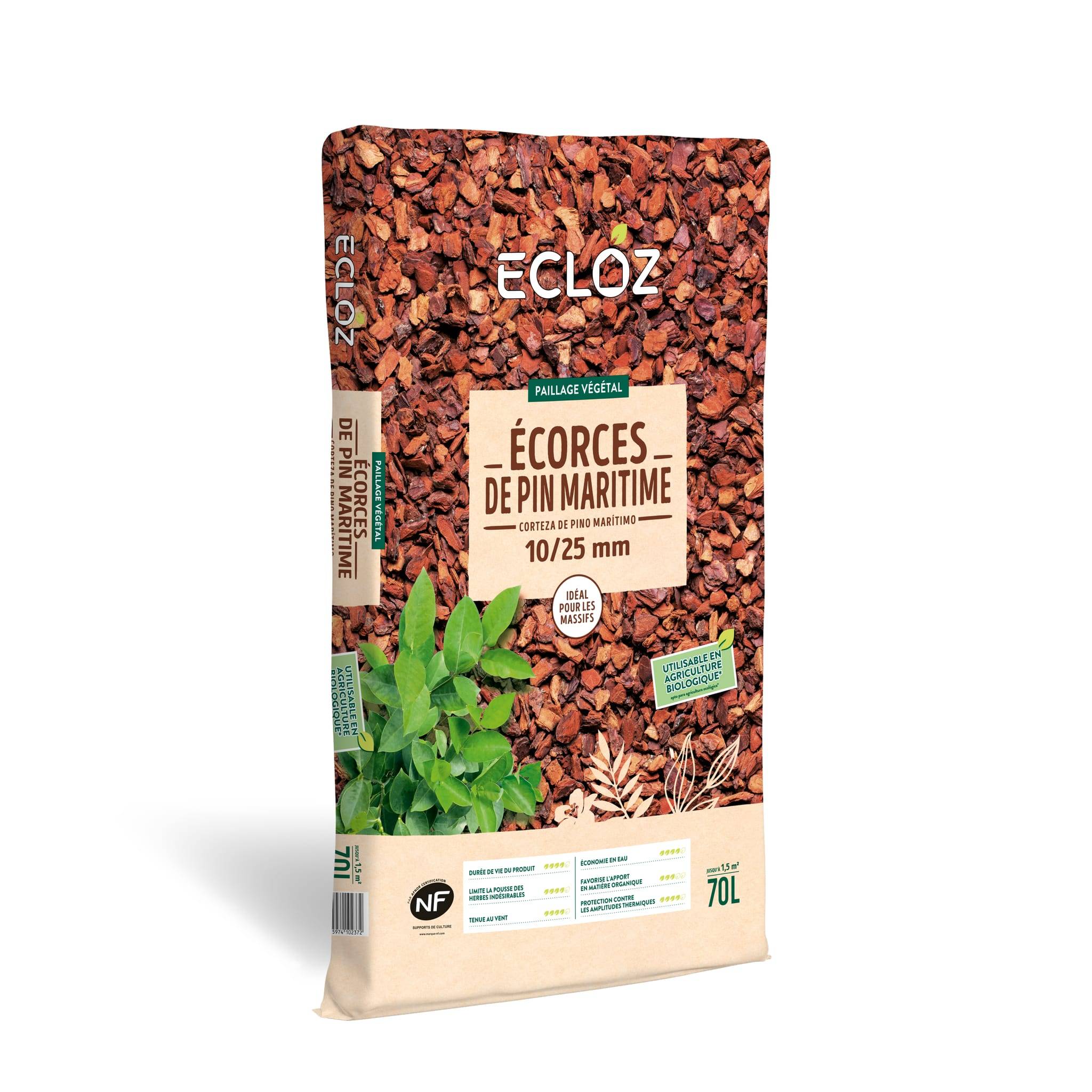 Ecorces de pin maritime 10/25 mm sac de 70L ECLOZ - Gamm vert